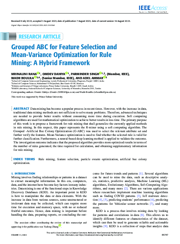 (PDF) Grouped ABC for Feature Selection and Mean-Variance Optimization for Rule Mining: A Hybrid ...