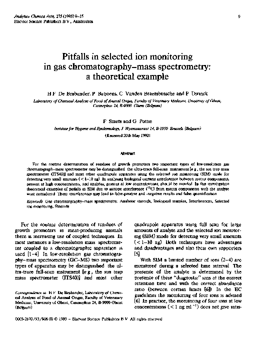 (PDF) Pitfalls in selected ion monitoring in gas chromatography—mass ...