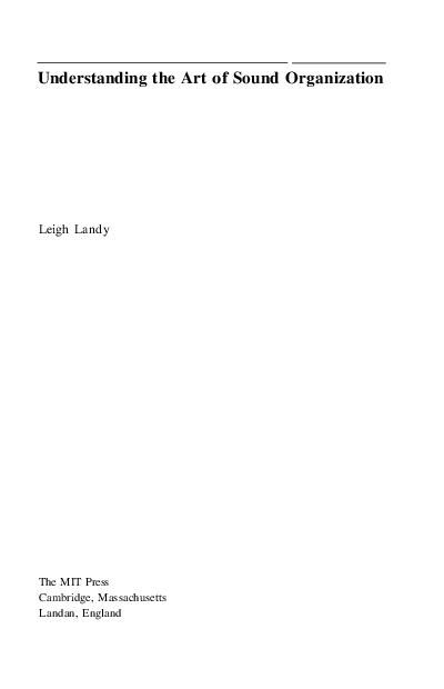 (PDF) Understanding the art of sound organization