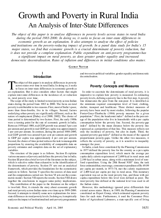 (PDF) Growth and Poverty in Rural India: An Analysis of Inter-State ...