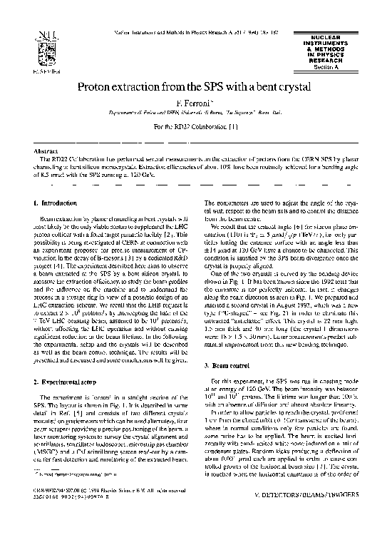 (PDF) Proton extraction from the SPS with a bent crystal | Fernando ...