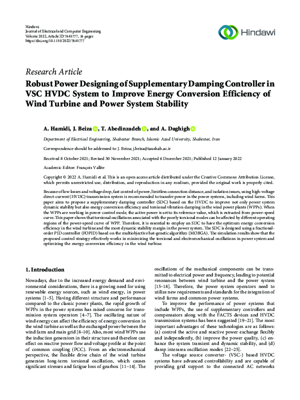 (PDF) Robust Power Designing of Supplementary Damping Controller in VSC HVDC System to Improve ...