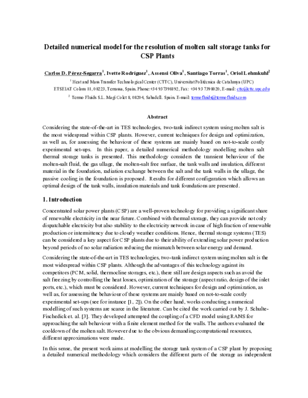 (PDF) Detailed numerical model for the resolution of molten salt ...