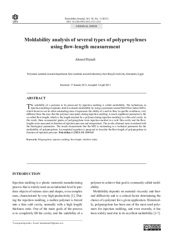 (PDF) Moldability analysis of several types of polypropylenes using ...