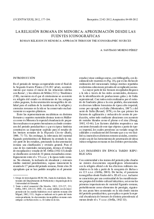 (PDF) La religión romana en Menorca: aproximación desde las fuentes ...