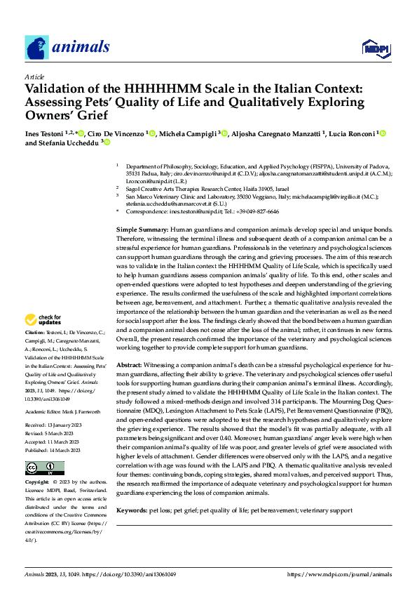 (PDF) Validation of the HHHHHMM Scale in the Italian Context: Assessing ...