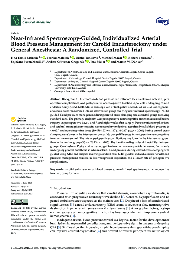 (PDF) Near-Infrared Spectroscopy-Guided, Individualized Arterial Blood ...