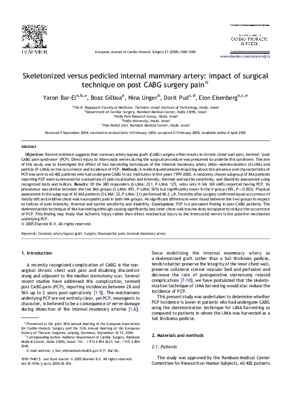 (PDF) Skeletonized versus pedicled internal mammary artery: impact of ...