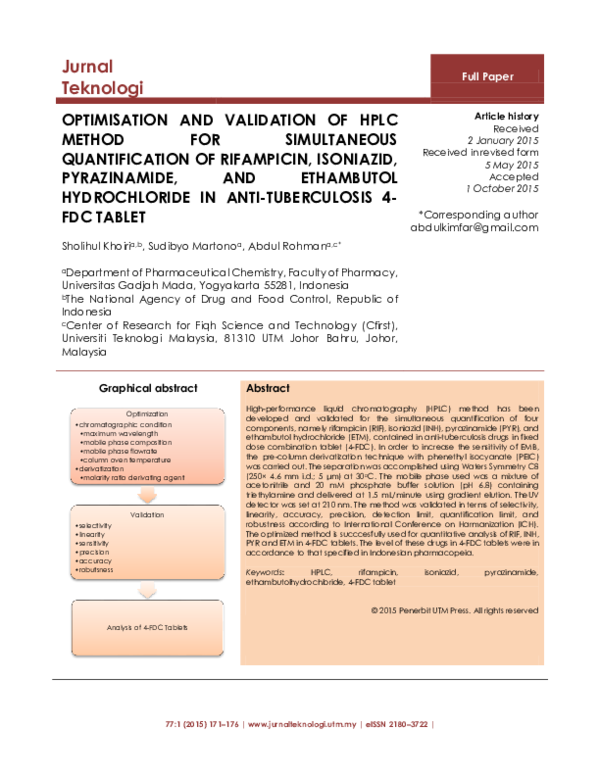 (PDF) Optimisation and validation of an HPLC method for determination of polycyclic aromatic ...