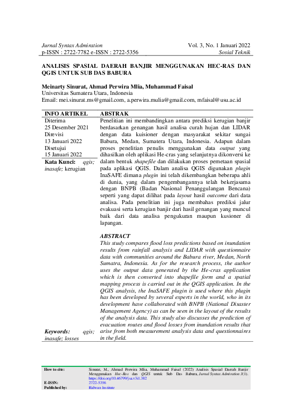 (PDF) Analisis Spasial Daerah Banjir Menggunakan Hec-Ras dan QGIS untuk ...