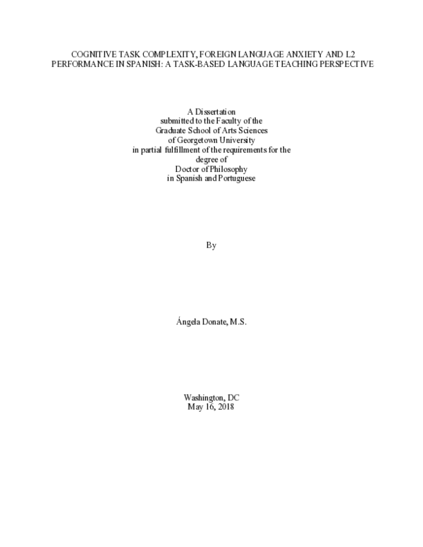 (PDF) Cognitive Task Complexity, Foreign Language Anxiety and L2 Performance in Spanish: A Task ...