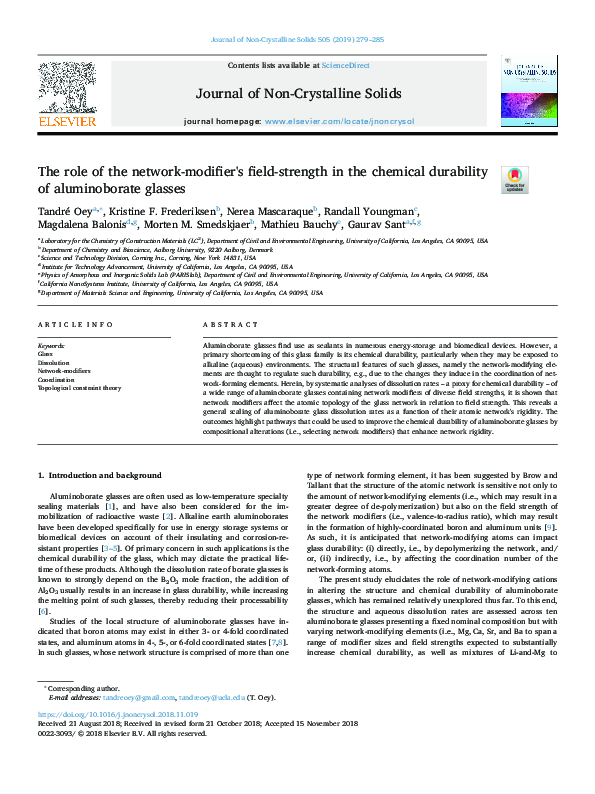 (PDF) The role of the network-modifier's field-strength in the chemical ...