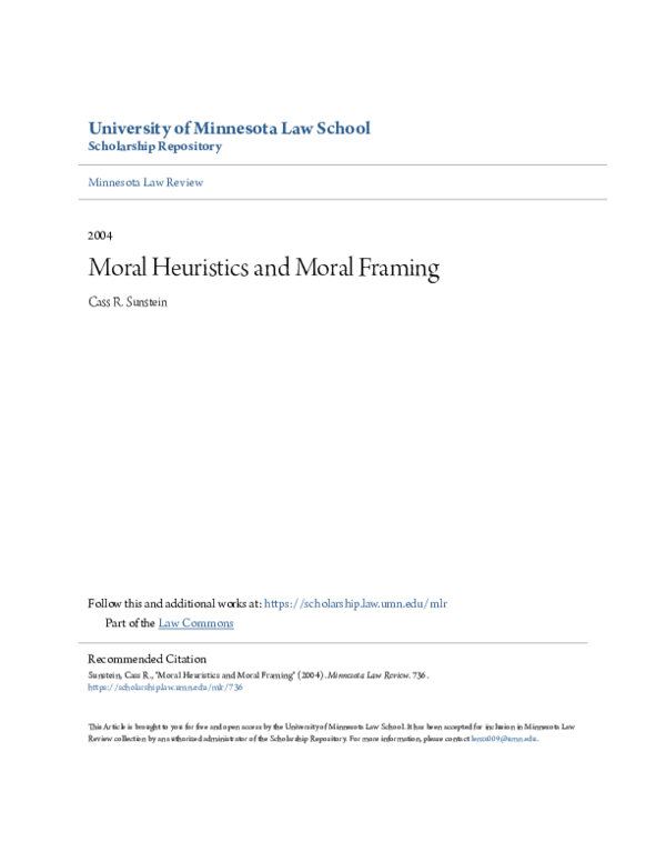 (PDF) Moral heuristics and moral framing