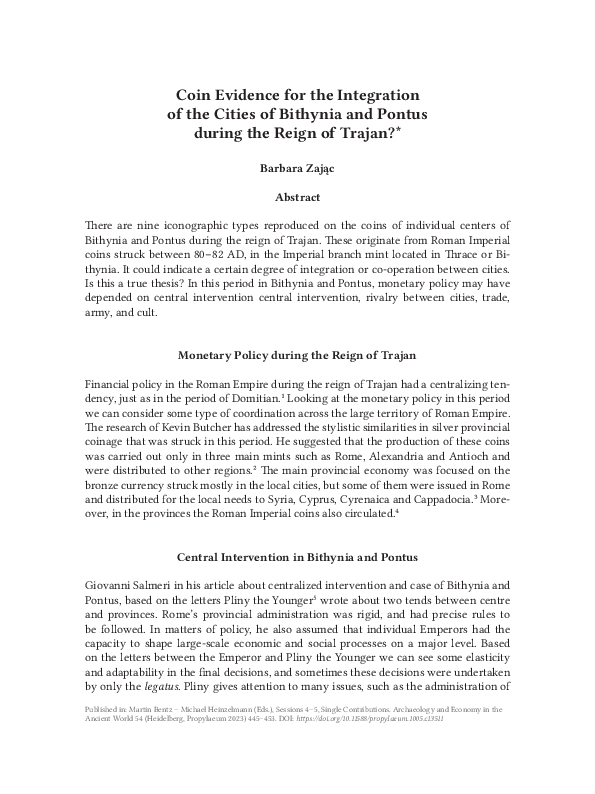 (PDF) Coin Evidence for the Integration of the Cities of Bithynia and ...