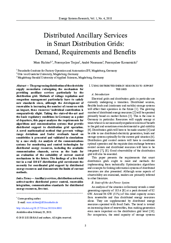 (PDF) Ancillary services to grids provided with distributed generation