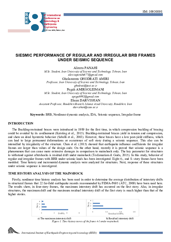 (PDF) Siesmic Performance of Regular and Irregular BRB Frames Under Seismic Sequence