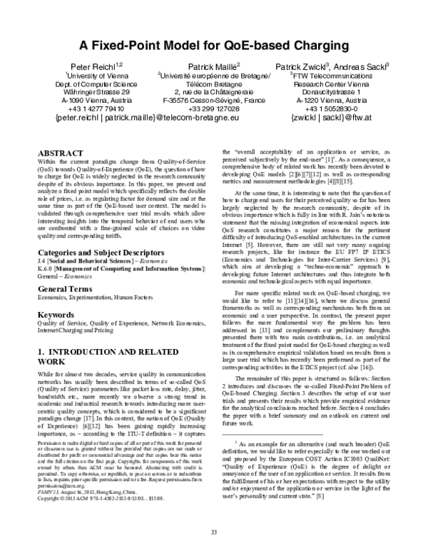 (PDF) A fixed-point model for QoE-based charging