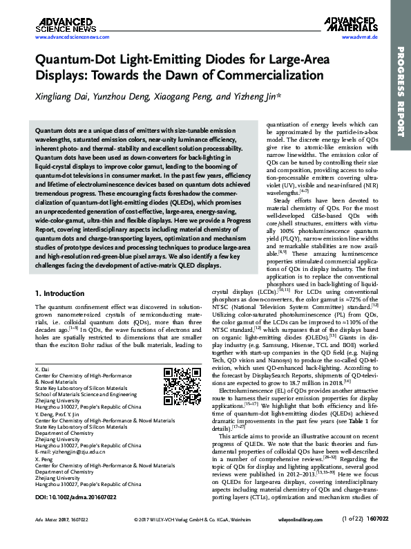 (PDF) Quantum-Dot Light-Emitting Diodes for Large-Area Displays ...