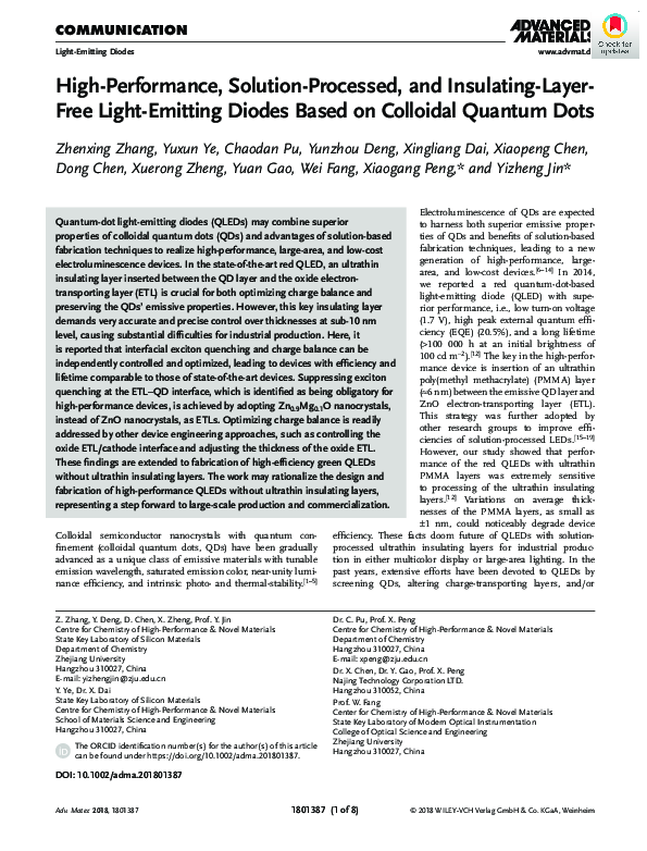 (PDF) High-Performance, Solution-Processed, and Insulating-Layer-Free Light-Emitting Diodes ...