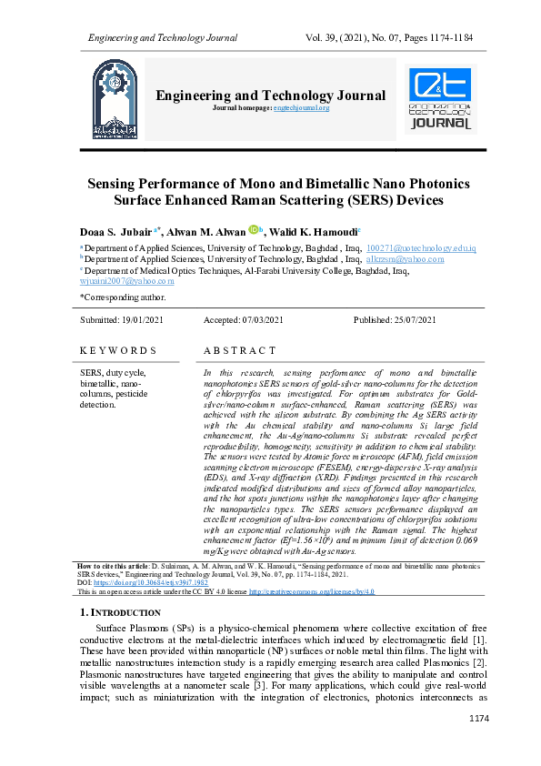 (PDF) Sensing Performance of Mono and Bimetallic Nano Photonics Surface ...