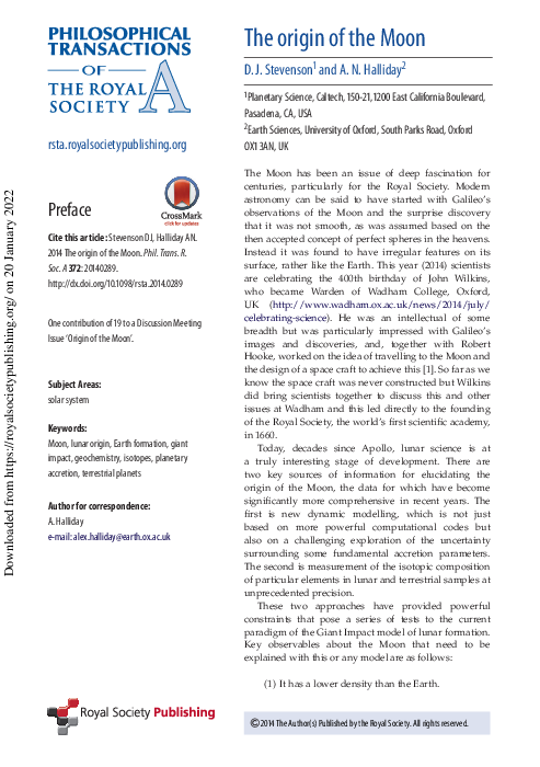 (PDF) Age and Origin of the Moon