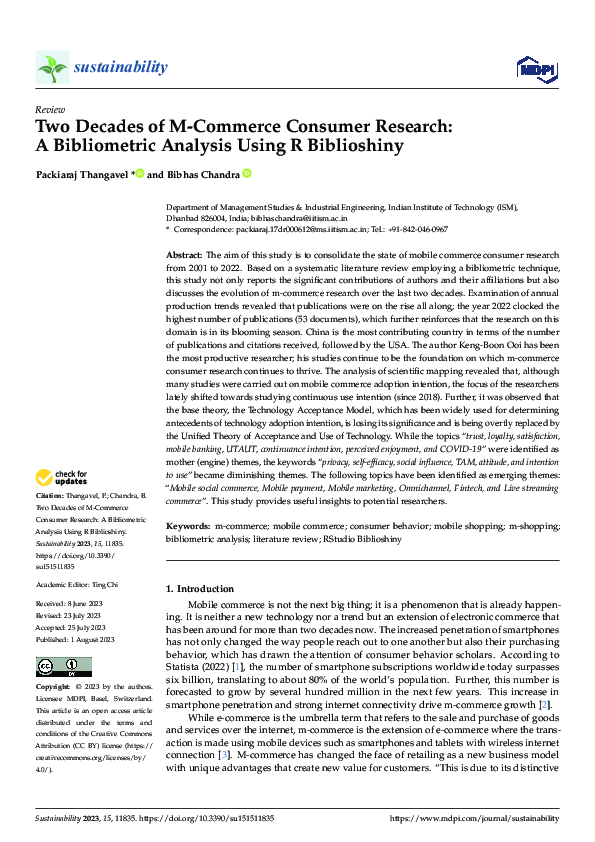 (PDF) Two Decades of M-Commerce Consumer Research: A Bibliometric ...