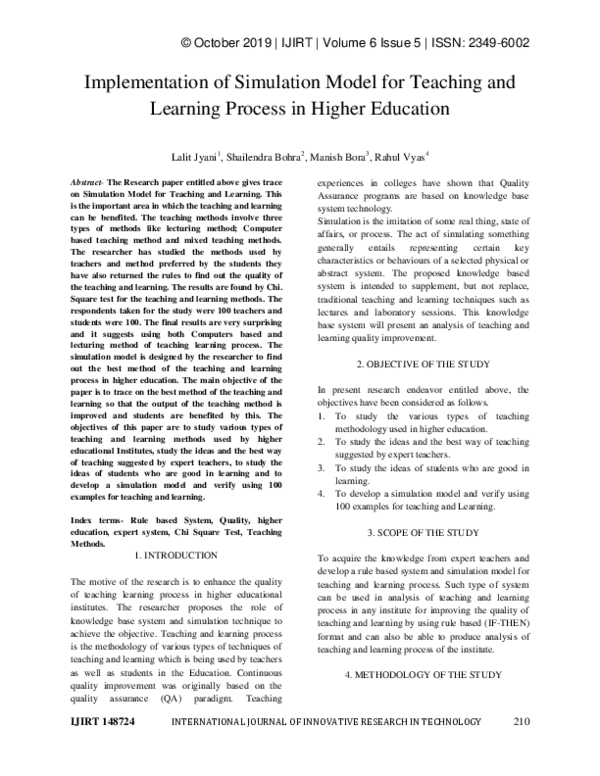 (PDF) Implementation of Simulation Model for Teaching and Learning ...