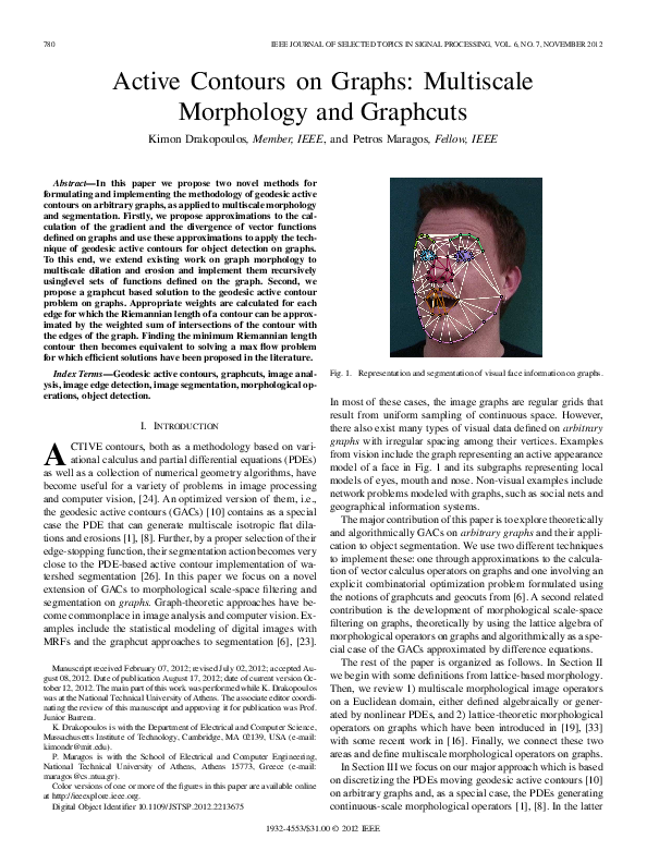 (PDF) Active Contours on Graphs: Multiscale Morphology and Graphcuts