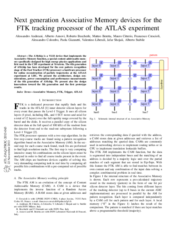 (PDF) Next generation associative memory devices for the FTK tracking processor of the ATLAS ...