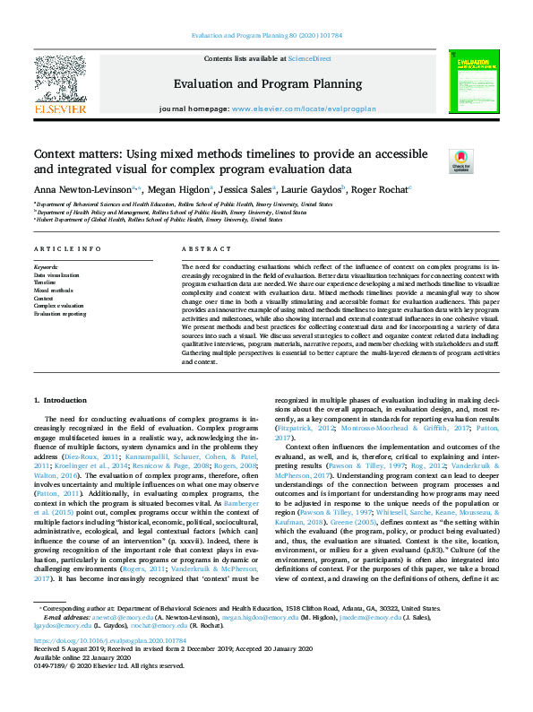 (PDF) Context matters: Using mixed methods timelines to provide an accessible and integrated ...