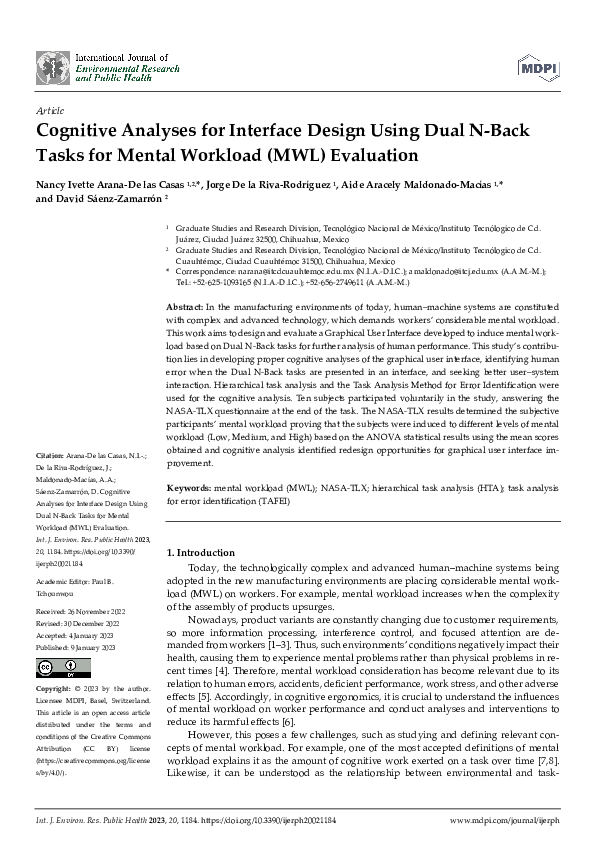 (PDF) Cognitive Analyses for Interface Design Using Dual N-Back Tasks ...