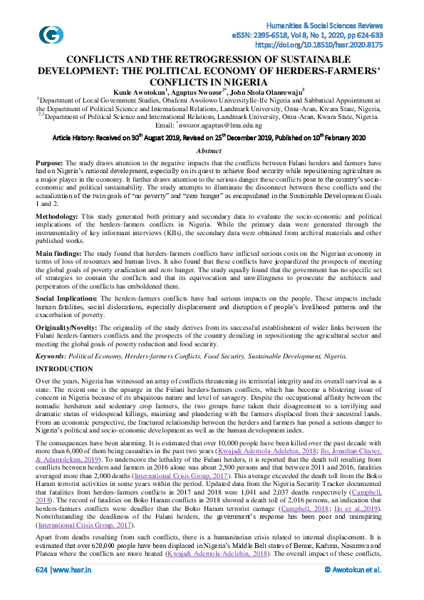 (PDF) Conflicts and the Retrogression of Sustainable Development: The ...