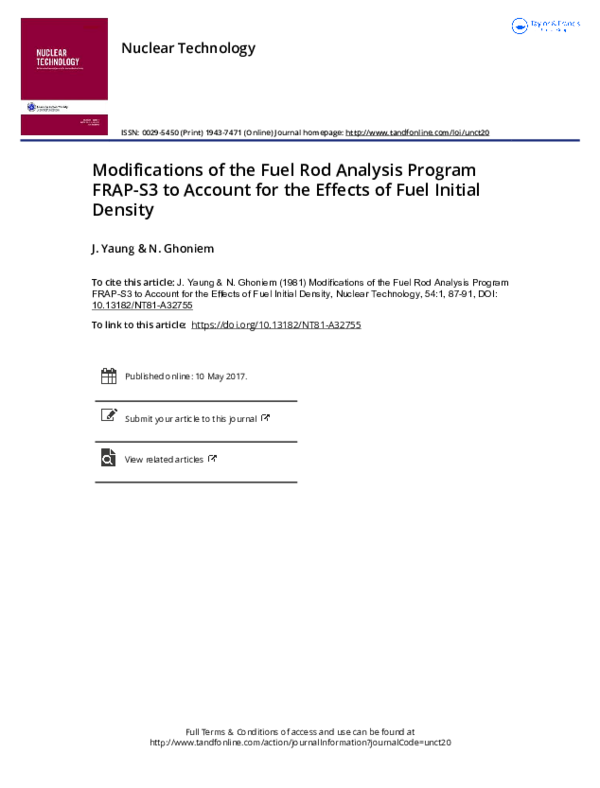 (PDF) Modifications of the Fuel Rod Analysis Program FRAP-S3 to Account ...