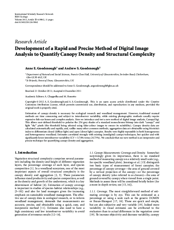 (PDF) Development of a Rapid and Precise Method of Digital Image Analysis to Quantify Canopy ...