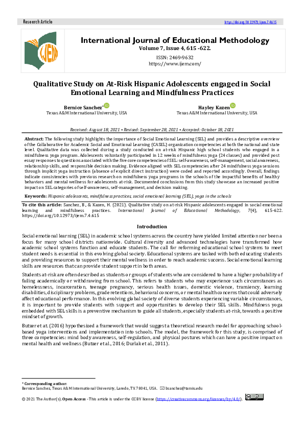 (PDF) Qualitative Study on At-Risk Hispanic Adolescents engaged in ...
