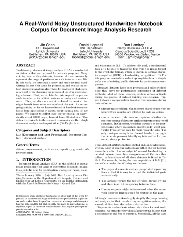 (PDF) A real-world noisy unstructured handwritten notebook corpus for ...