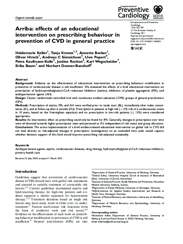 (PDF) Arriba: effects of an educational intervention on prescribing ...