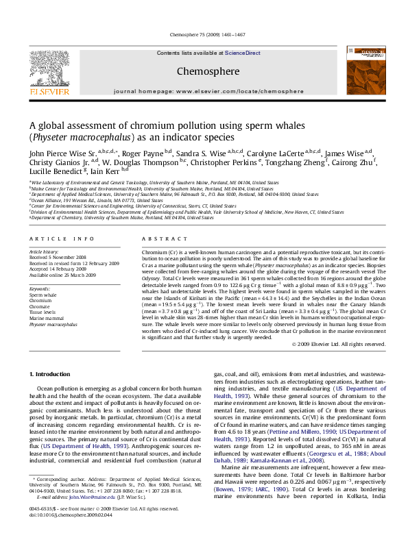 (PDF) A global assessment of chromium pollution using sperm whales ...