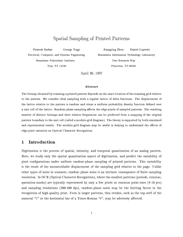 (PDF) Spatial sampling of printed patterns
