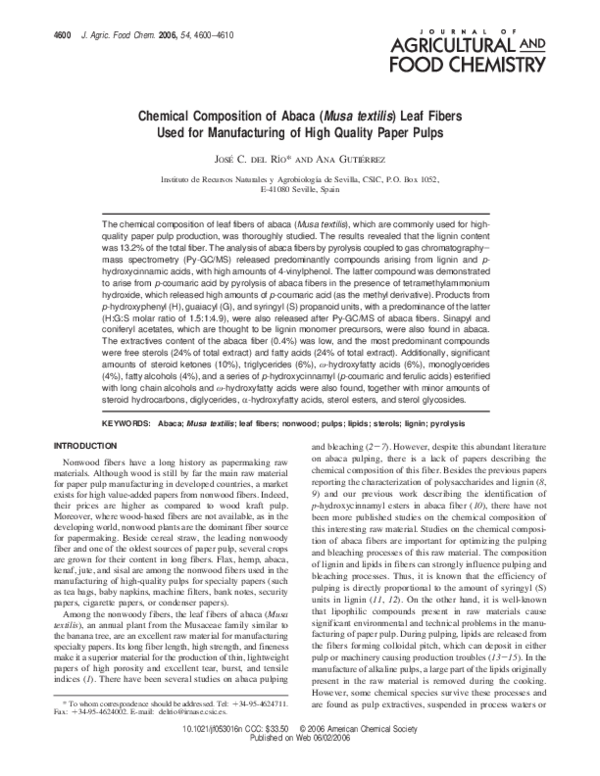 (PDF) Chemical Composition of Abaca (Musa textilis) Leaf Fibers Used ...