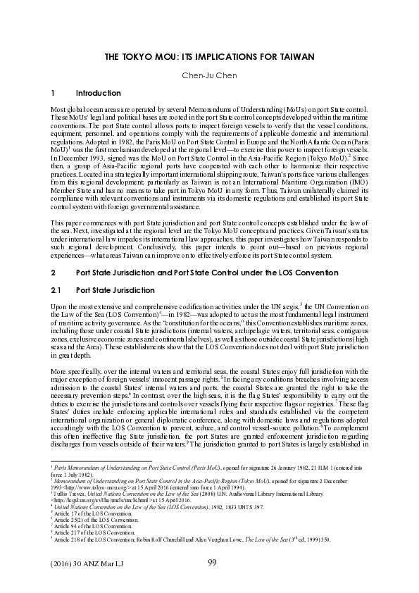 (PDF) The Tokyo Mou: Its Implications for Taiwan