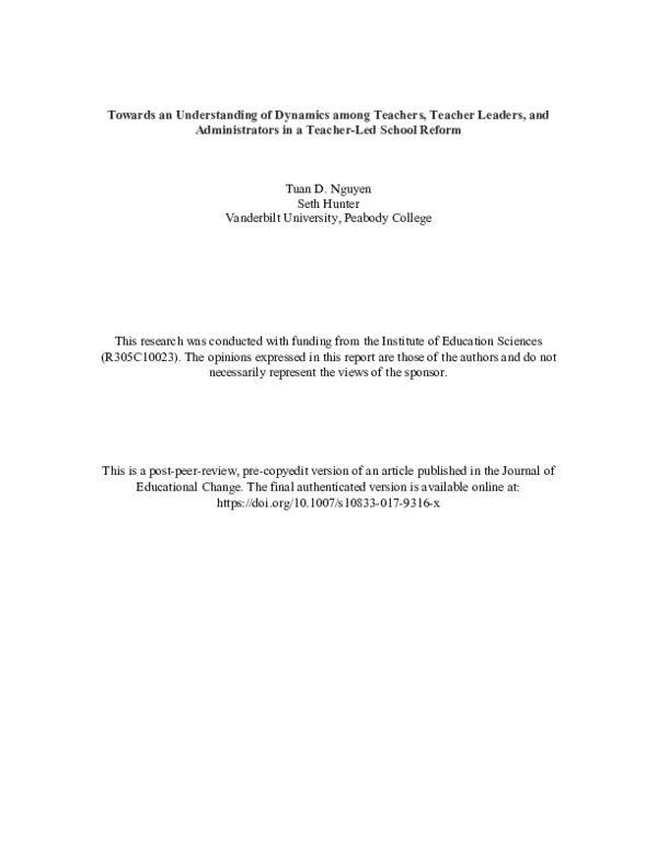 (PDF) Towards an understanding of dynamics among teachers, teacher ...