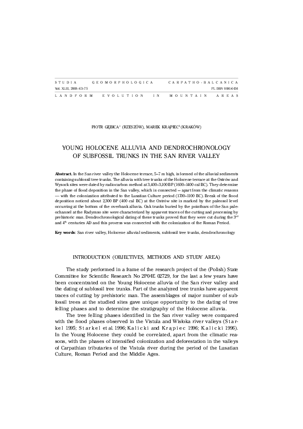 (PDF) Young Holocene Alluvia and Dendrochronology of Subfossil Trunks ...