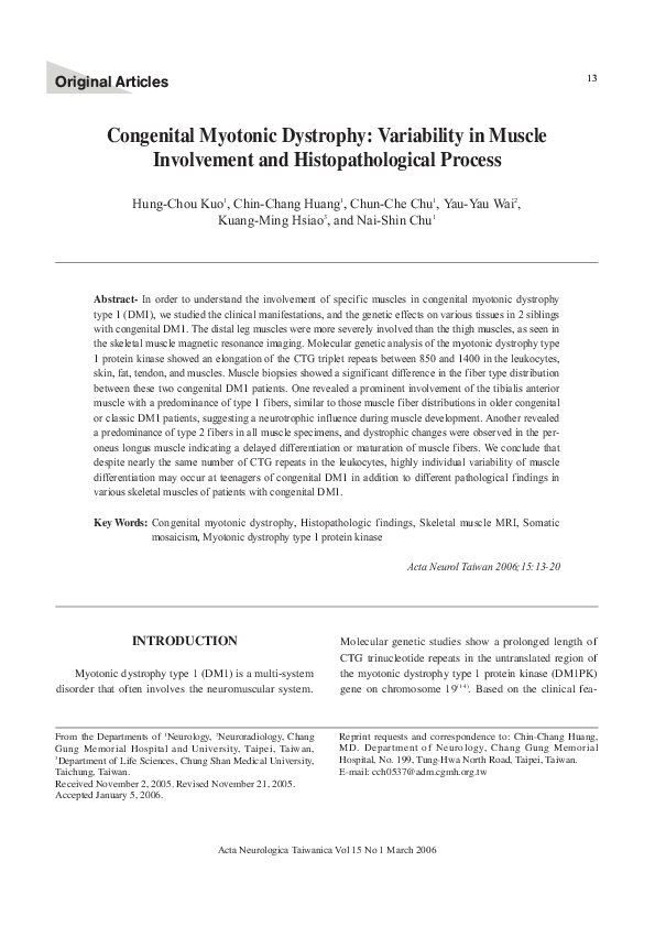(PDF) Congenital myotonic dystrophy: variability in muscle involvement ...