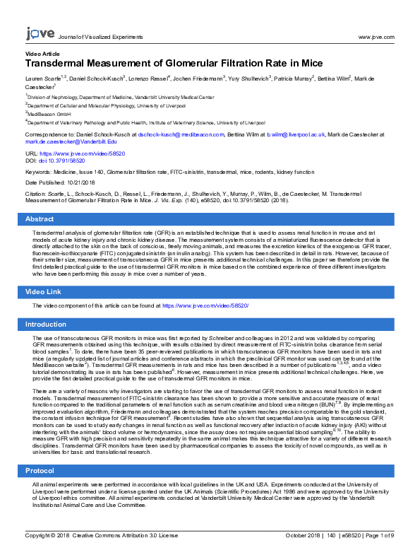 (PDF) Transdermal Measurement of Glomerular Filtration Rate in ...