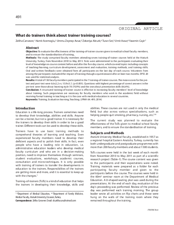 (PDF) What do trainers think about trainer training courses?