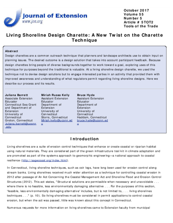 (PDF) Living Shoreline Design Charette: A New Twist on the Charette ...