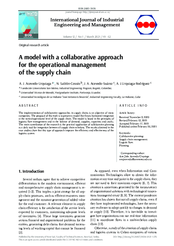 (PDF) A model with a collaborative approach for the operational ...