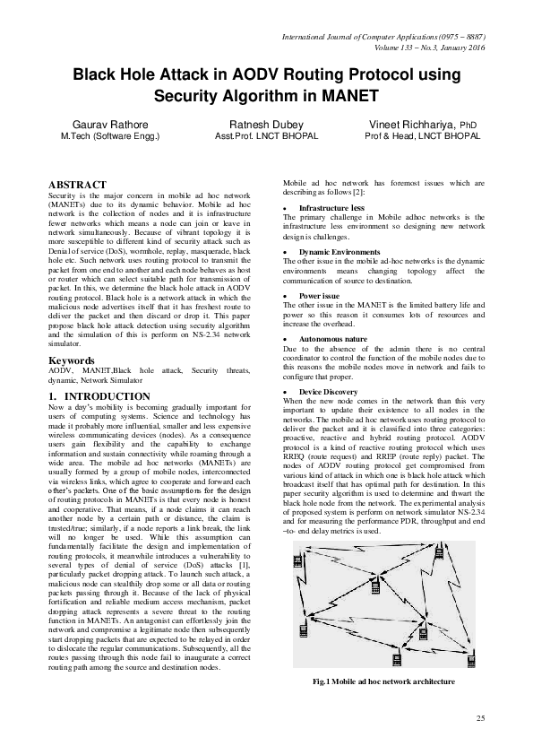 Pdf Detecting Black Hole Attacks In Aodv Protocol