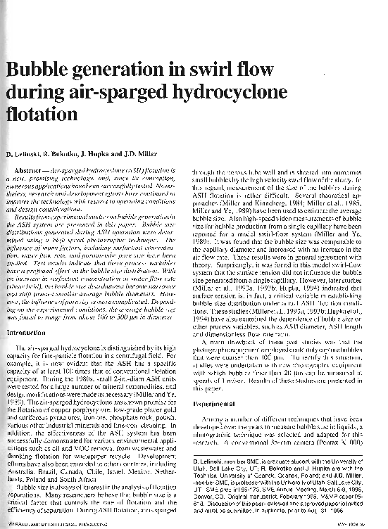(PDF) Bubble generation in swirl flow during air-sparged hydrocyclone ...